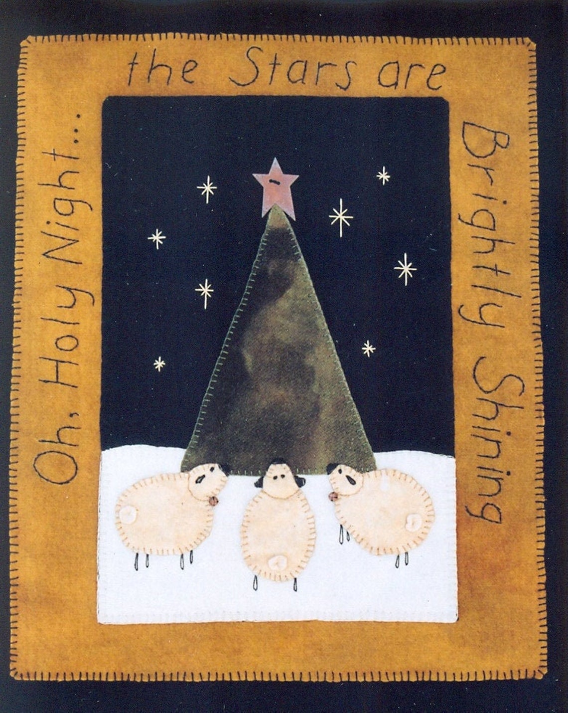 Primitive Wool Penny Rug E-pattern Pdf Sheep Christmas Tree Oh Holy ...