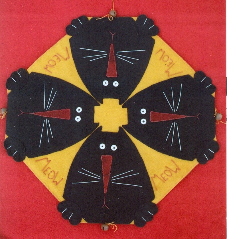 Wool Applique Penny Rug E-pattern Pdf KITTY KORNERS Digital Download ...
