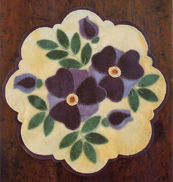 Wool Applique Penny Rug E-pattern Pdf SPRING VIOLETS Digital | Etsy