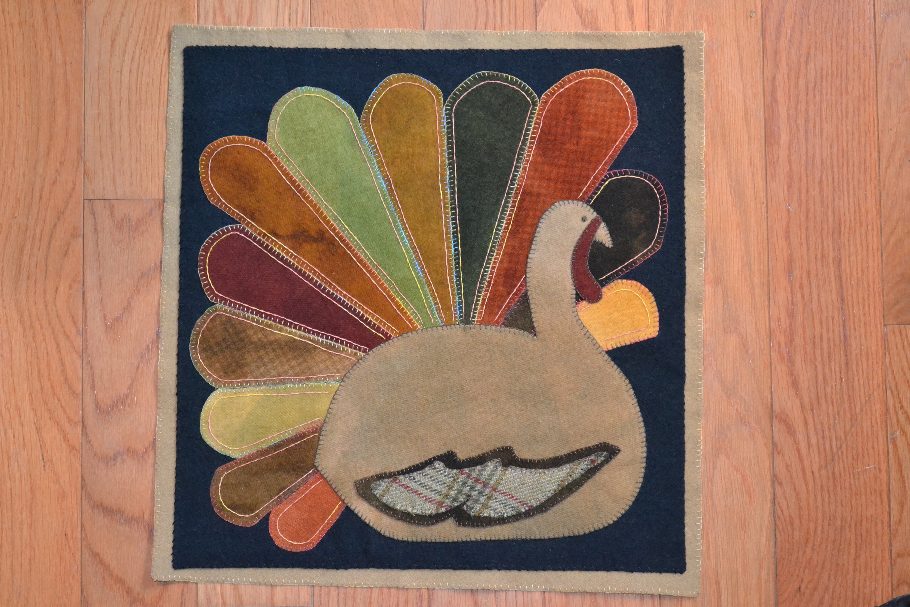 Wool Applique Penny Rug E-pattern Pdf BIG FAT TURKEY Digital Download ...