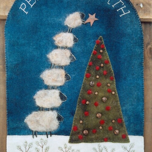 Primitive Wool Penny Rug E-pattern Pdf Sheep Christmas Tree Oh - Etsy