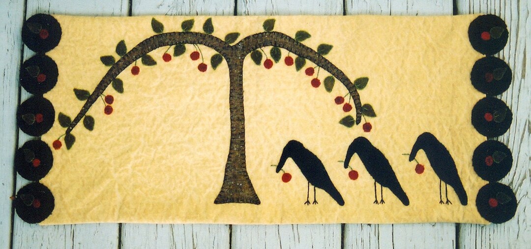 Wool Applique Penny Rug Runner E-pattern Pdf BERRY PICKING Digital ...