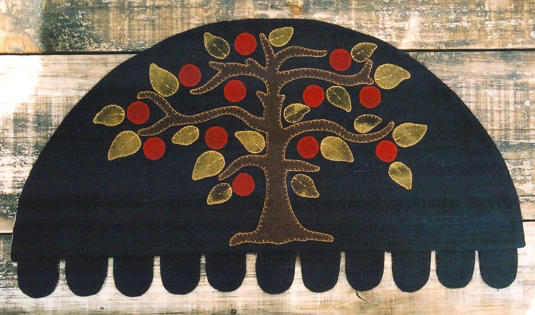 Primitive Wool Penny Rug E-pattern Tree of Life Wool Applique - Etsy