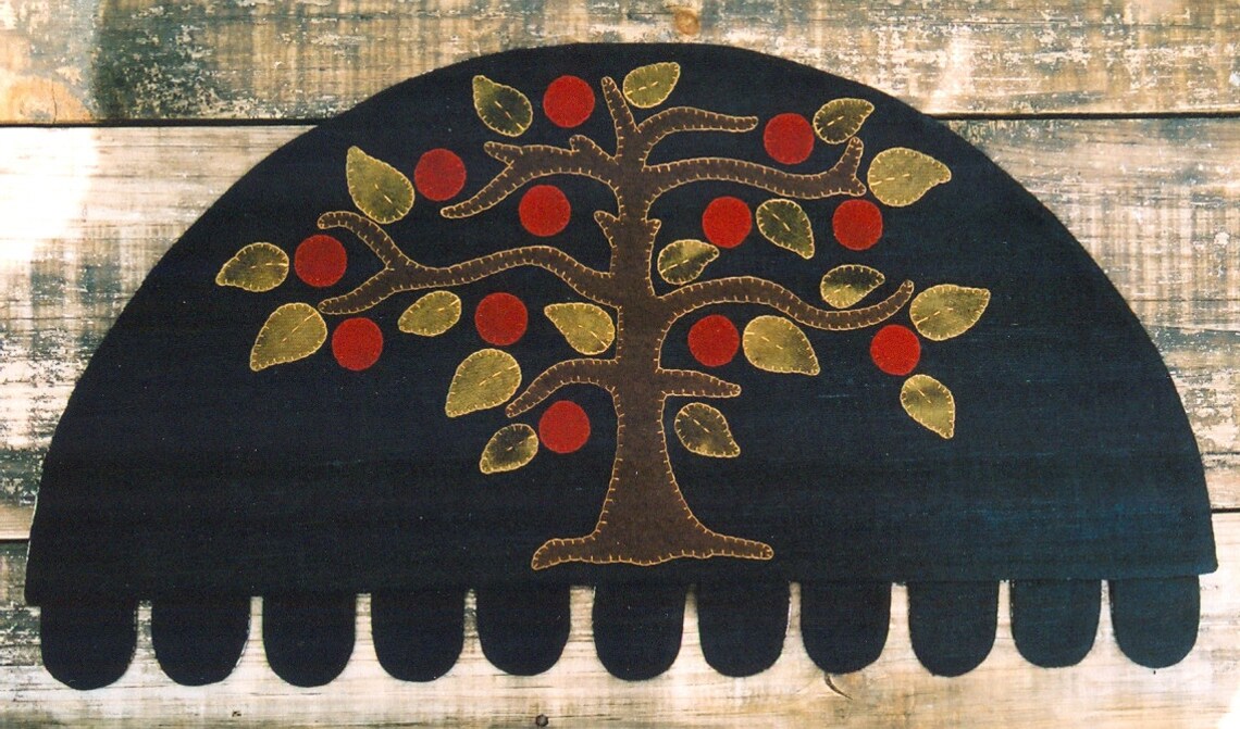Primitive Wool Penny Rug E-pattern Tree of Life Wool Applique - Etsy