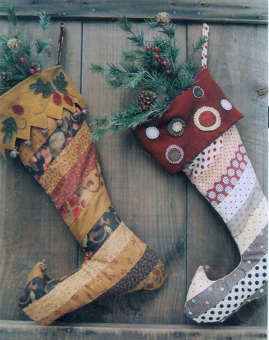 Wool Applique E-pattern Pdf FAT QUARTER STOCKINGS Christmas Stockings ...