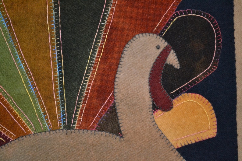 Wool Applique Penny Rug E-pattern Pdf BIG FAT TURKEY Digital Download ...