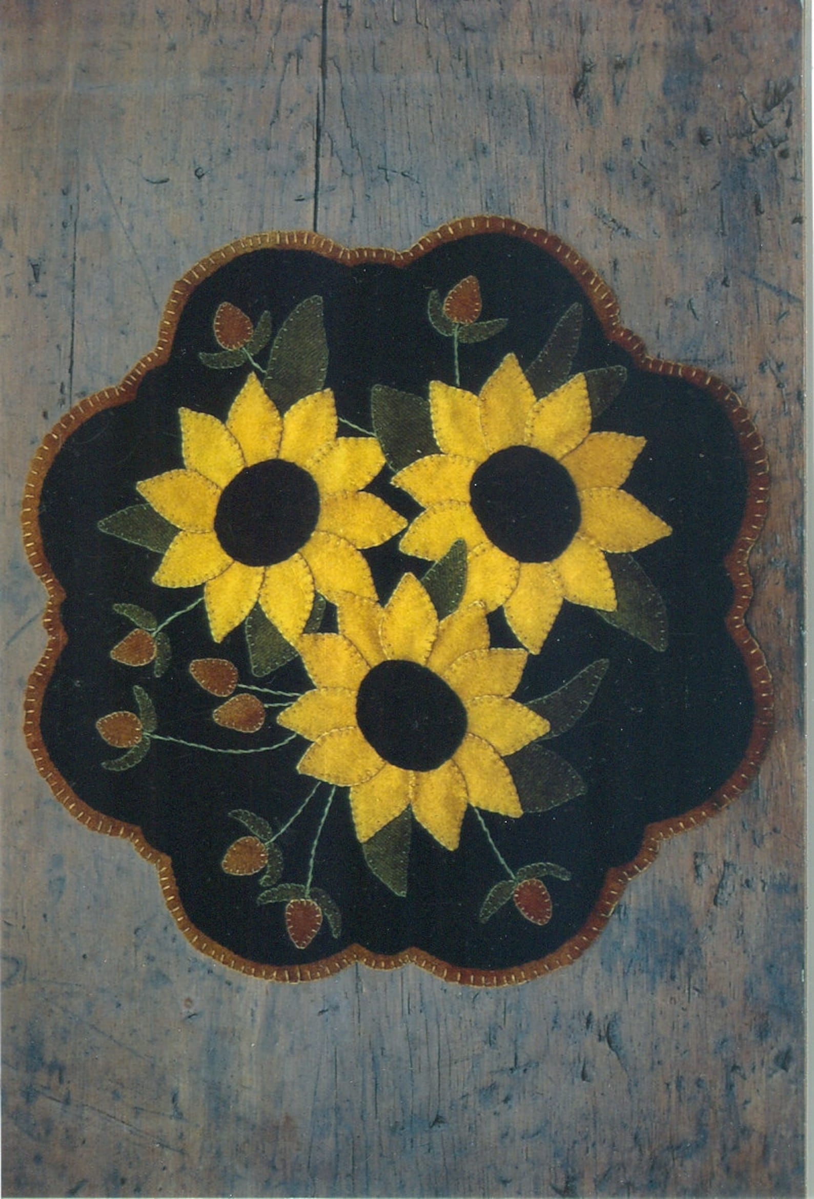 Wool Applique Penny Rug E-pattern Pdf SUNFLOWERS & THISTLE | Etsy