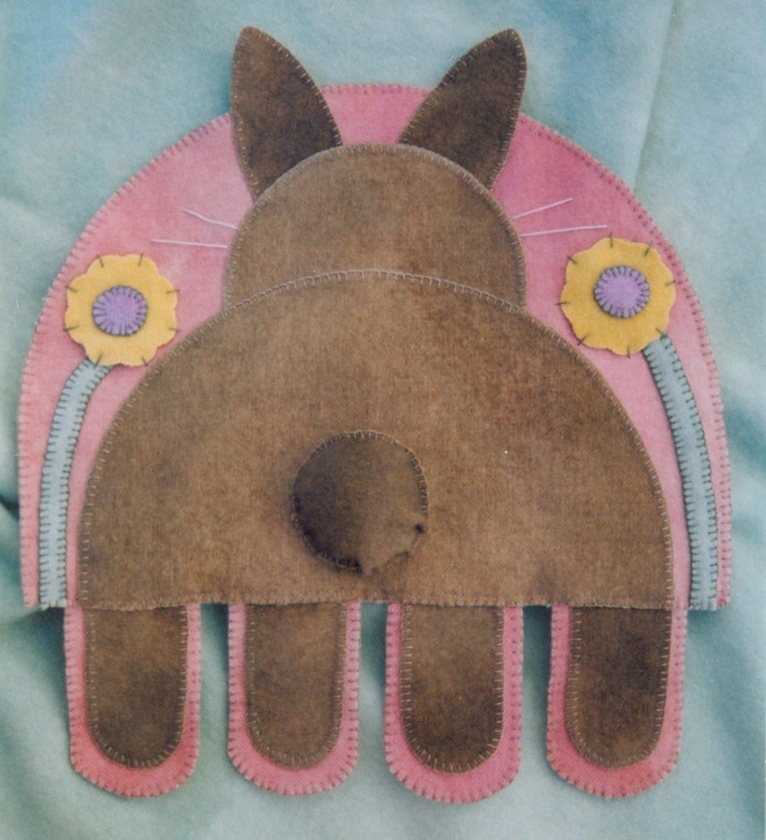 Primitive Wool Penny Rug E-pattern Rabbit Bunny Easter Spring Flower ...