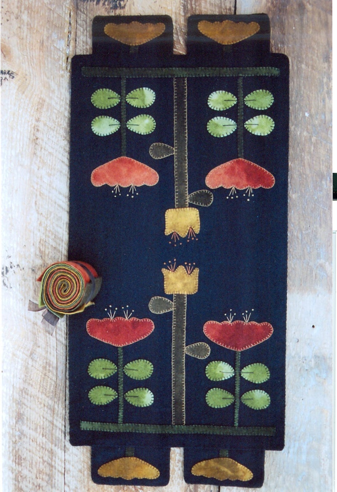 Wool Applique E-pattern Pdf AUTUMN GARDEN Penny Rug Runner Pattern Fall ...