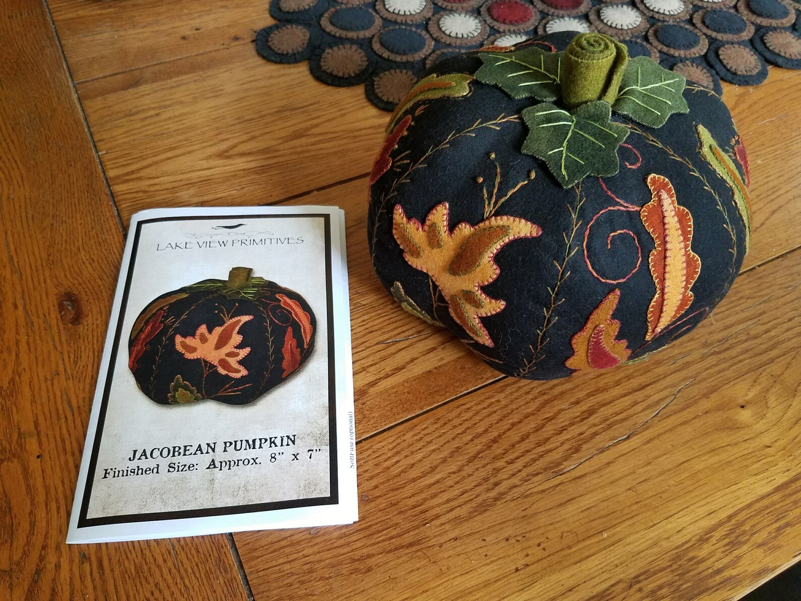 Wool Applique Penny Rug E-pattern Pdf Digital Download JACOBEAN PUMPKIN ...