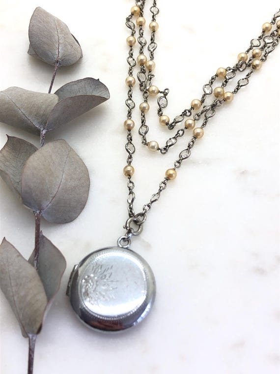 1920’s Art Deco Long Paste Stones & Paste Pearl Chain… - Gem