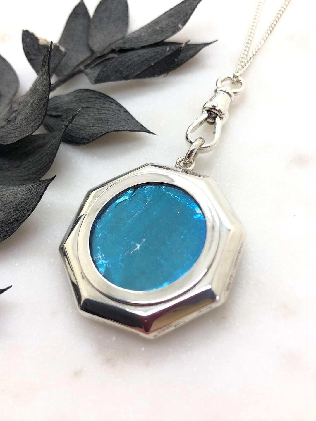 1920’s Art Deco Sterling Silver Glass Locket Pendant Necklace - Etsy