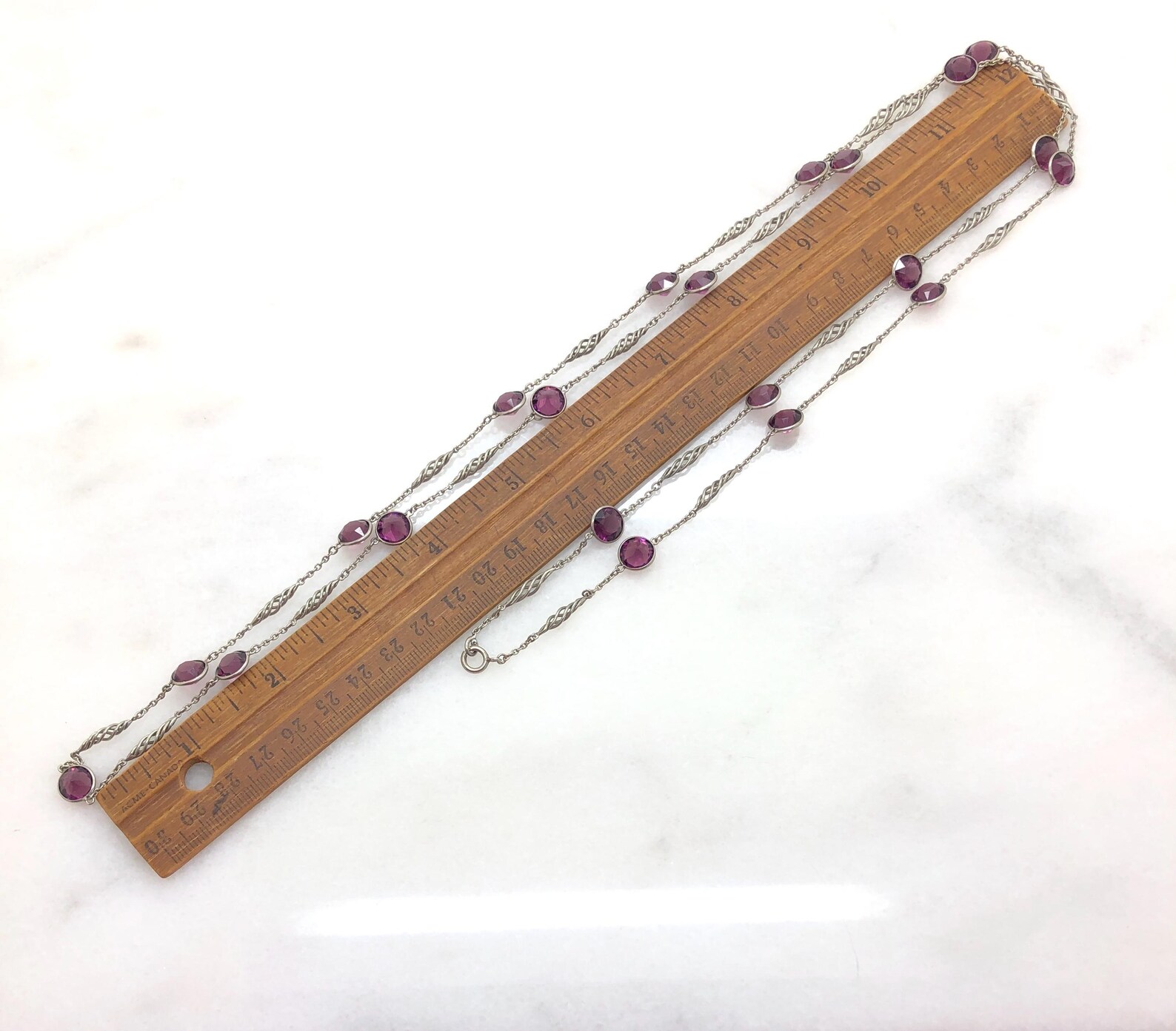 1920s Art Deco Purple Paste Stone Necklace: Twisted Link Chain - Etsy