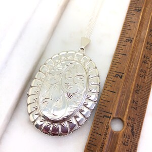 Extra Large Vintage Sterling Silver Oval Locket Pendant Necklace 1975 ...