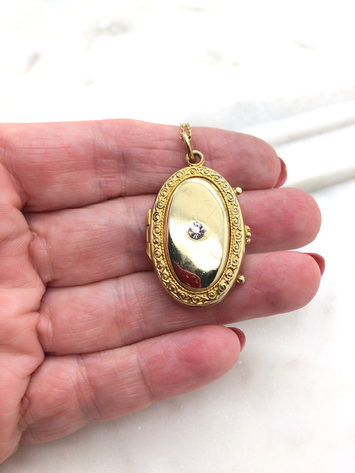 Victorian Pinchbeck Oval Locket Pendant Necklace - Etsy