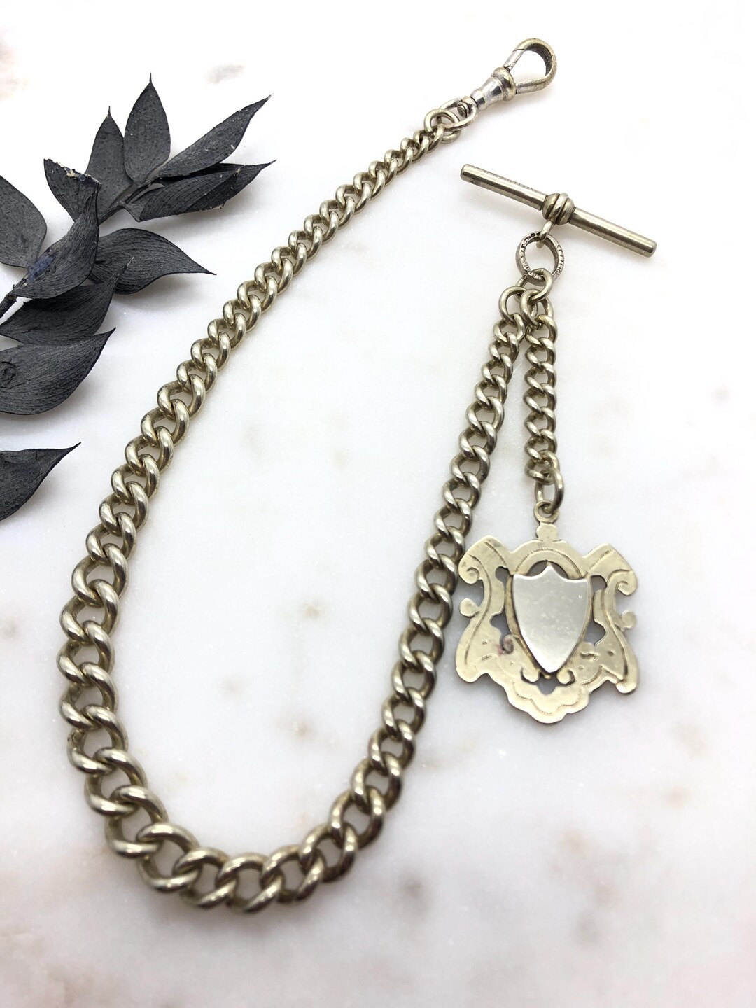 Antique Victorian Mixitine Silver Albert Watch Chain With Fob - Etsy