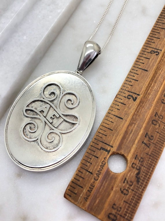 Large Antique Victorian Sterling Silver AEI Locket Pe… - Gem