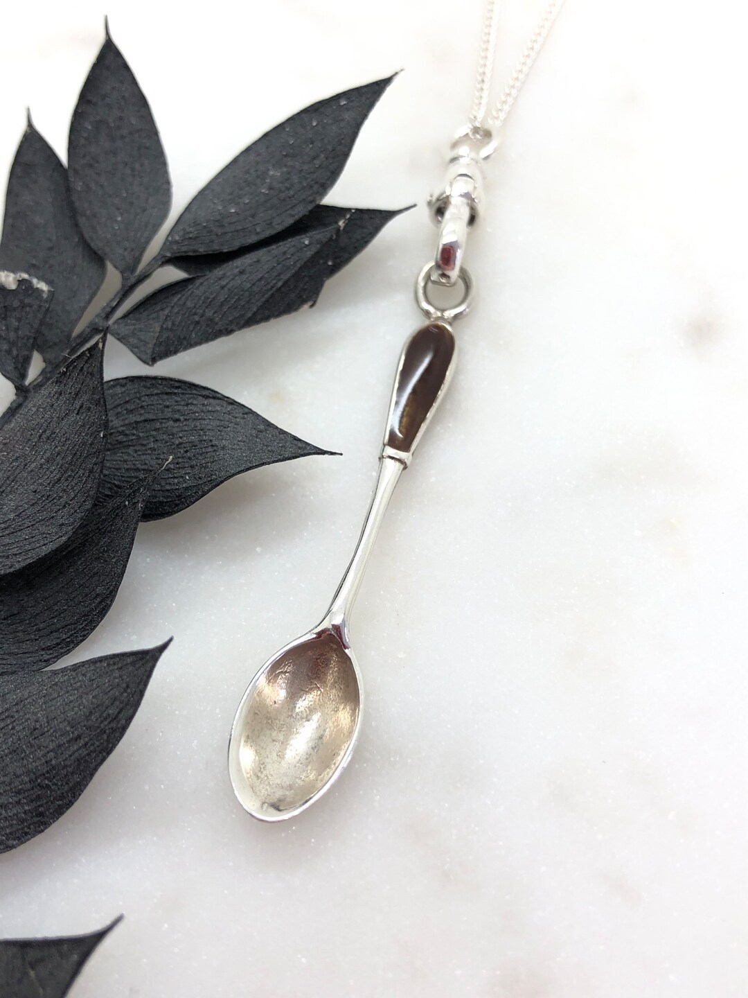 Vintage Sterling Silver & Enamel Mini Spoon Fob Pendant Necklace - Etsy