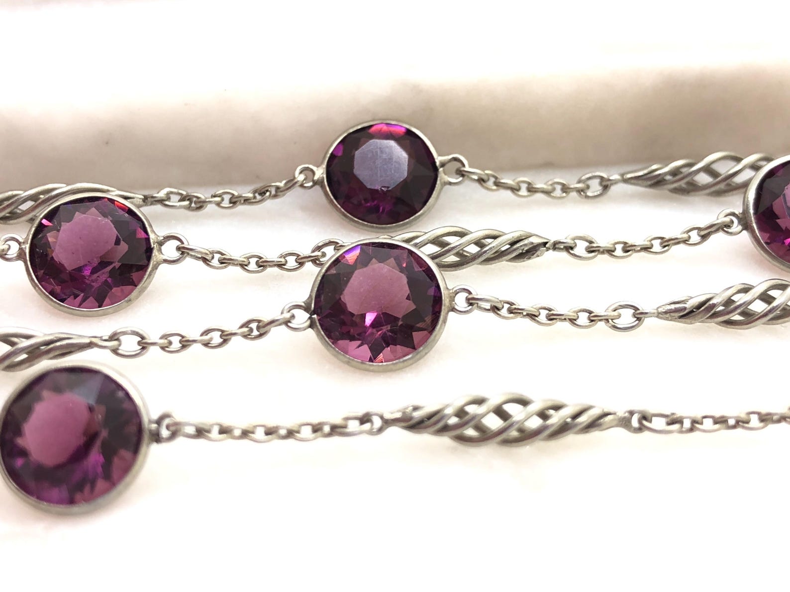 1920s Art Deco Purple Paste Stone Necklace: Twisted Link Chain - Etsy