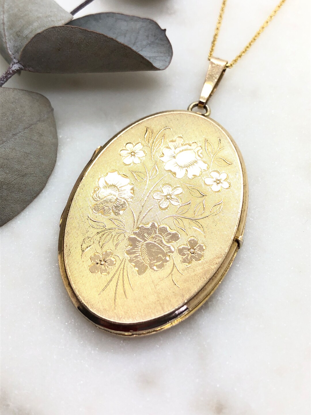 Large Vintage Rolled Gold Flower Locket Pendant by Andreas Daub - Etsy