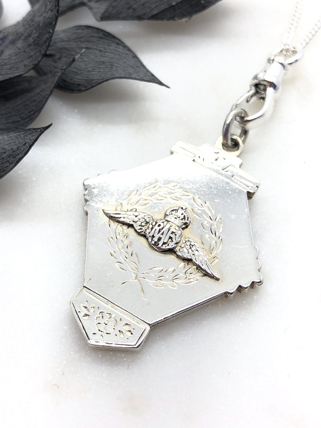 Art Deco Sterling Silver RAF Locket Pendant Necklace by Thomas Hopwood ...