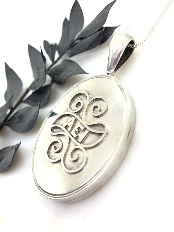 Large Antique Victorian Sterling Silver AEI Locket Pe… - Gem