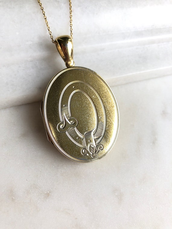 Victorian Sterling Silver Gilt Locket Pendant Necklace - Etsy