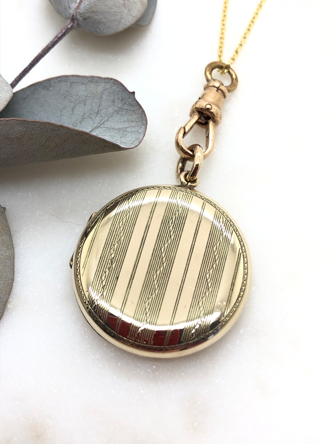 1920s Art Deco Rolled Gold Round Locket Fob Pendant Necklace - Etsy