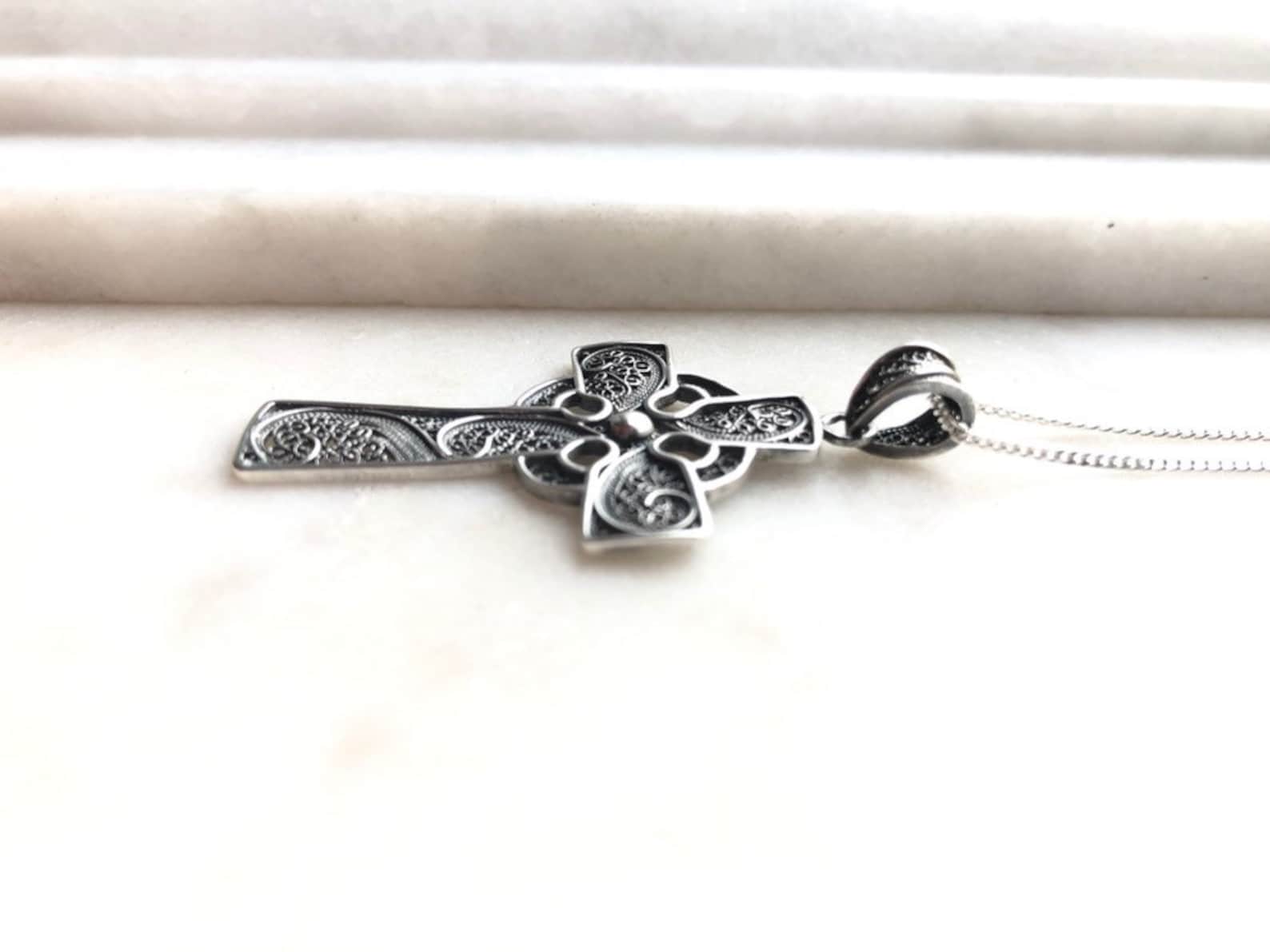 Vintage Sterling Silver Filigree Cross Pendant Necklace | Etsy