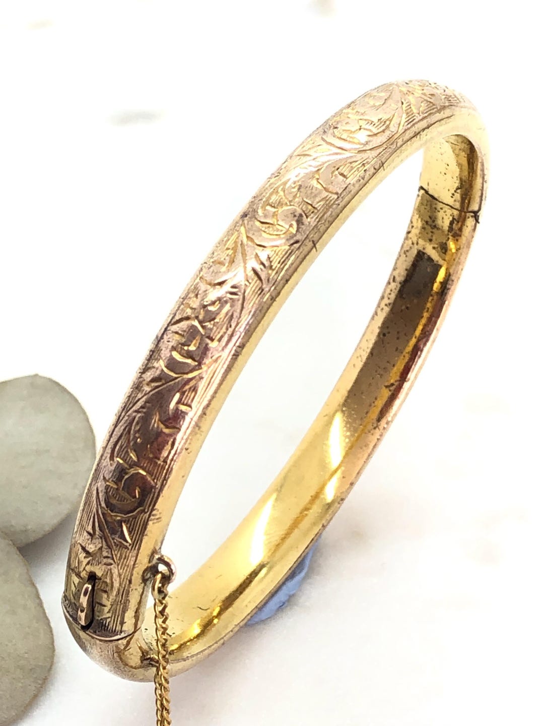 Antique Victorian Rolled Gold Engraved Hinged Bangle by Thomas Hopwood ...
