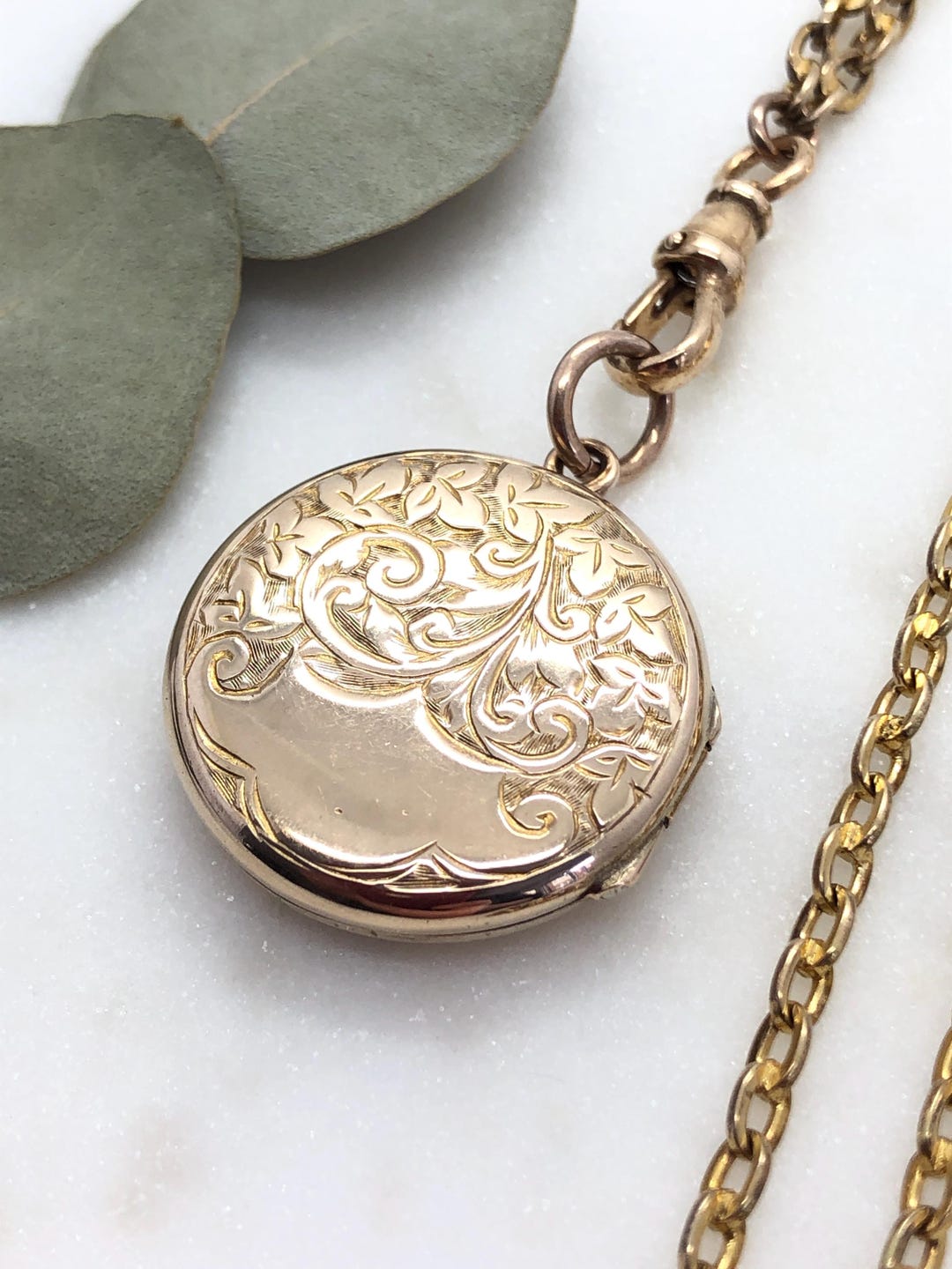 Antique Victorian Rolled Gold Locket Pendant Necklace by Thomas Hopwood ...