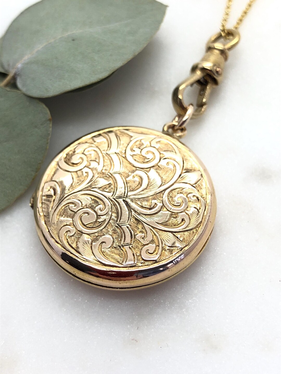 Antique Victorian Rolled Gold Round Locket Fob Pendant Necklace by ...