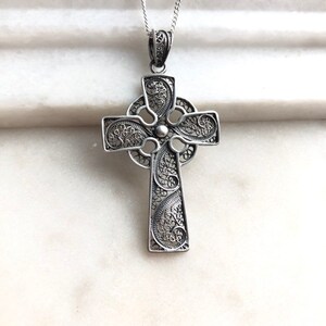 Vintage Sterling Silver Filigree Cross Pendant Necklace - Etsy