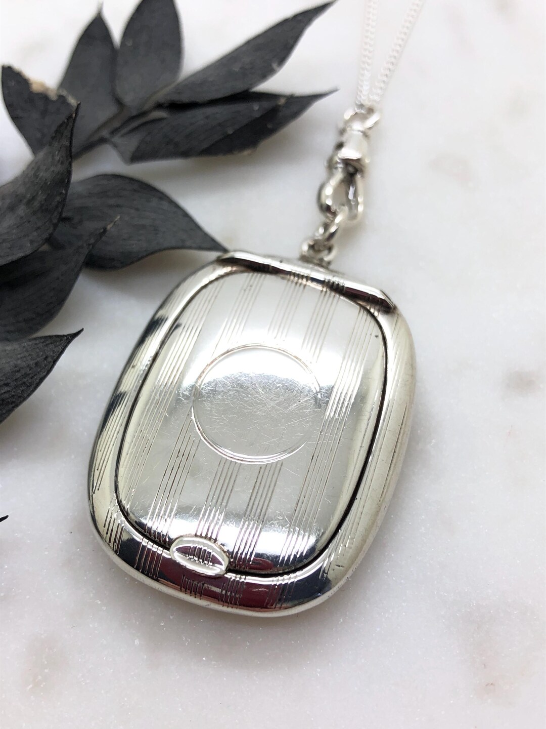1920s Art Deco Sterling Silver Mirror Compact With Powder Puff Locket ...