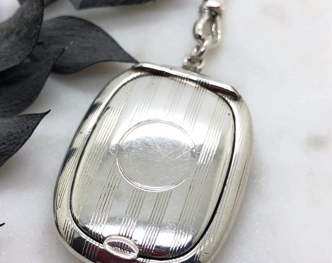1920’s Art Deco Sterling Silver Mirror Compact With Powder Puff ...