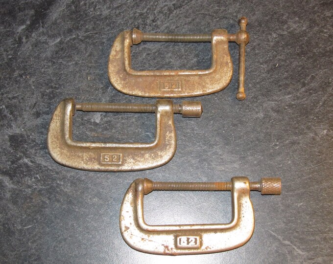 Vintage C Clamps 2 1/4" No 52 Lot of 3 Clamps Steel Clamps Screw Clamps ...