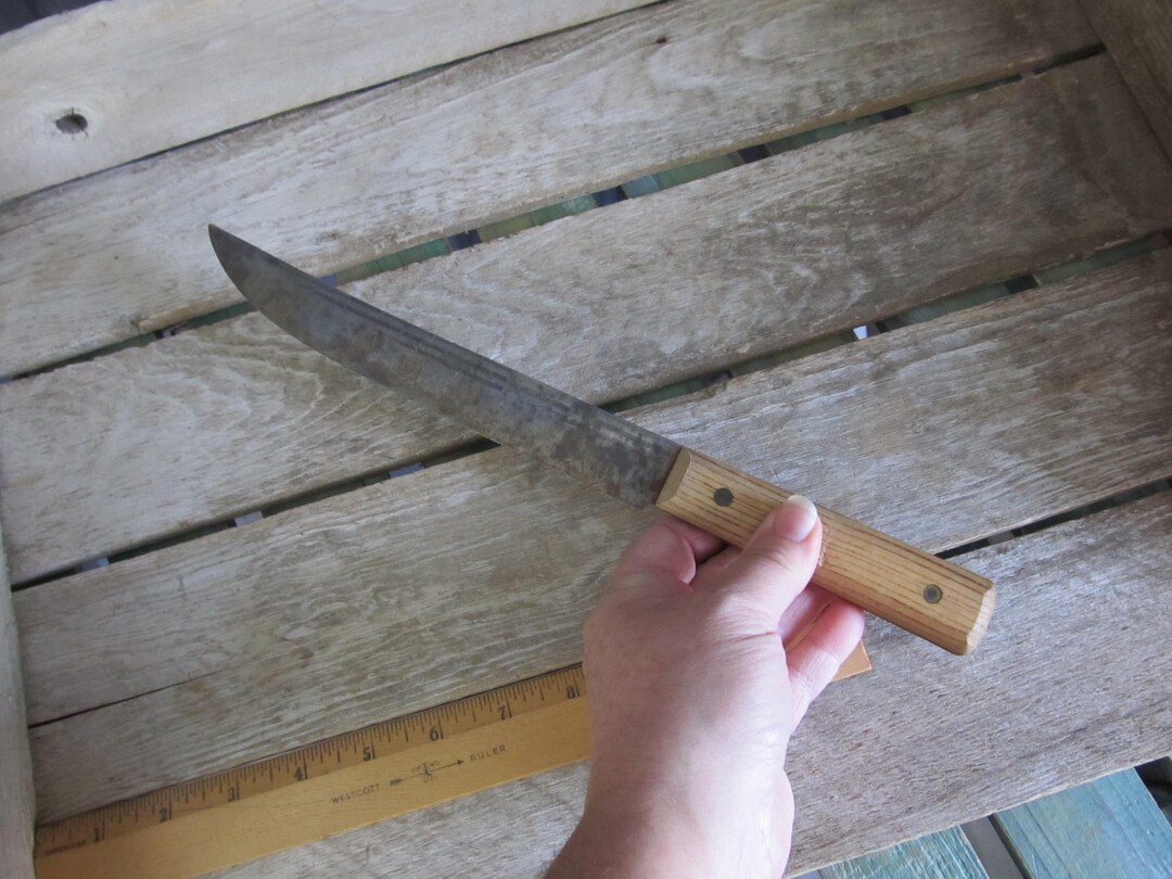 Forgecraft Hi Carbon Butcher Knife 2 Pin Wood Handle 12 3/4" Overall 8 ...