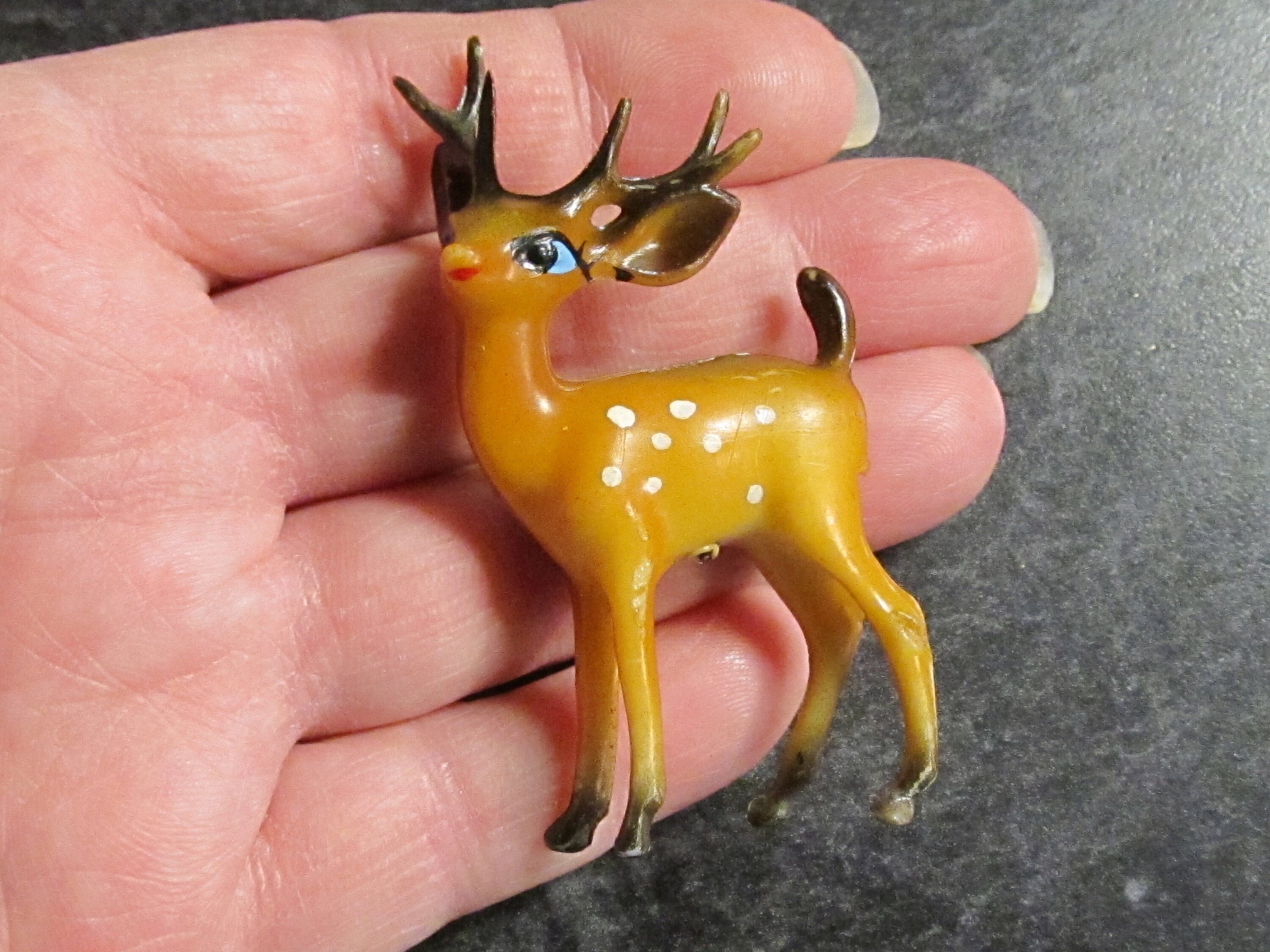 2 Tiny Miniature Spotted Deer Reindeer Hard Plastic / Hong - Etsy