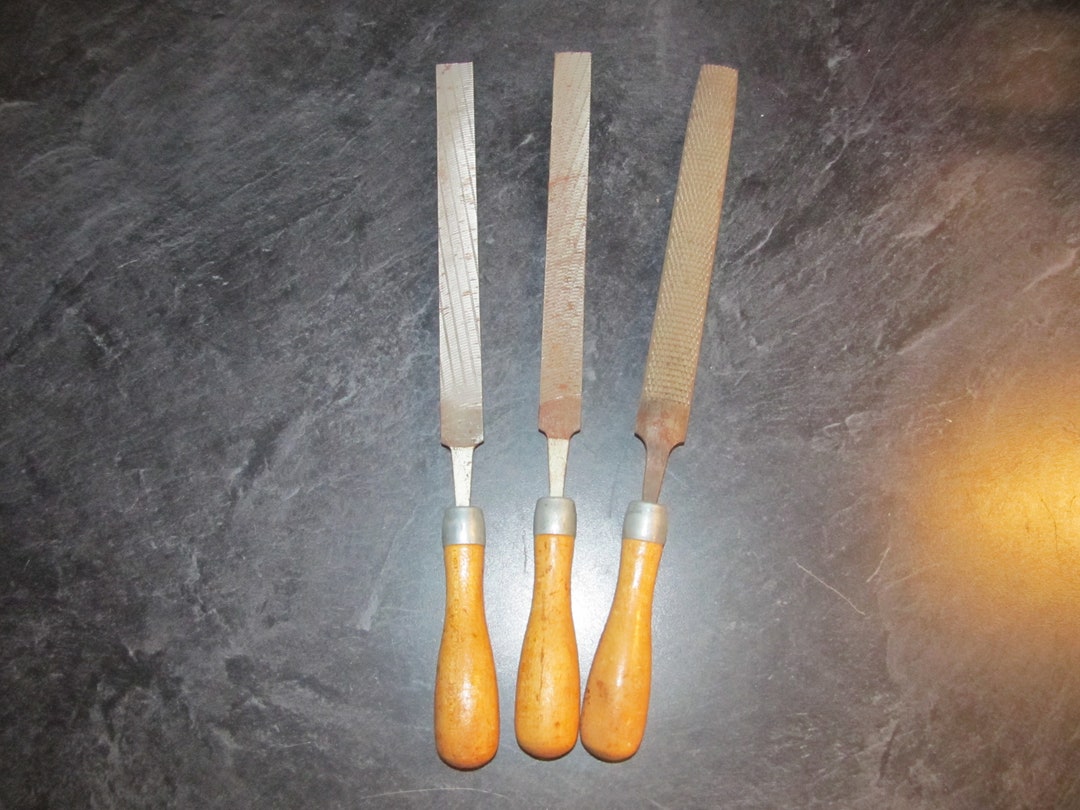 3 Vintage Skroo Zon Wood File Handles With Files / Rasps - Vixen USA ...