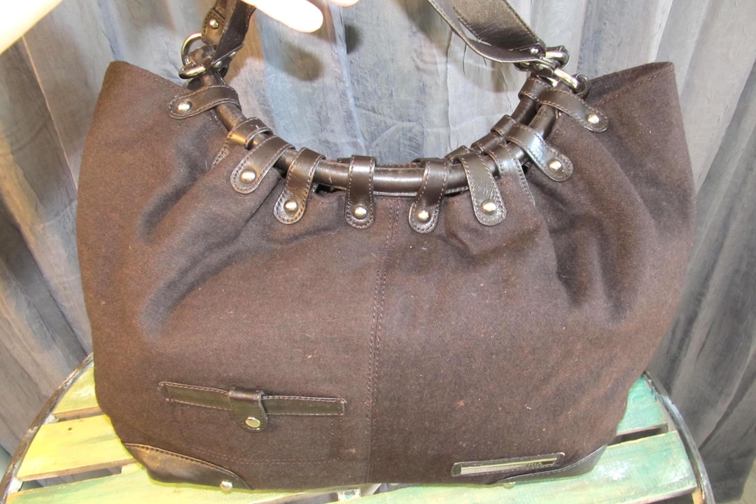 Vintage Bcbg Max Azria Black Bucket Bag Oversize Studded Hippie Boho ...