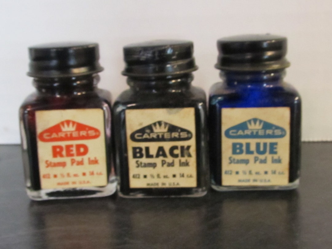 3 Vintage Carter's Stamp Pad Ink Glass Bottles 412 Blue - Etsy