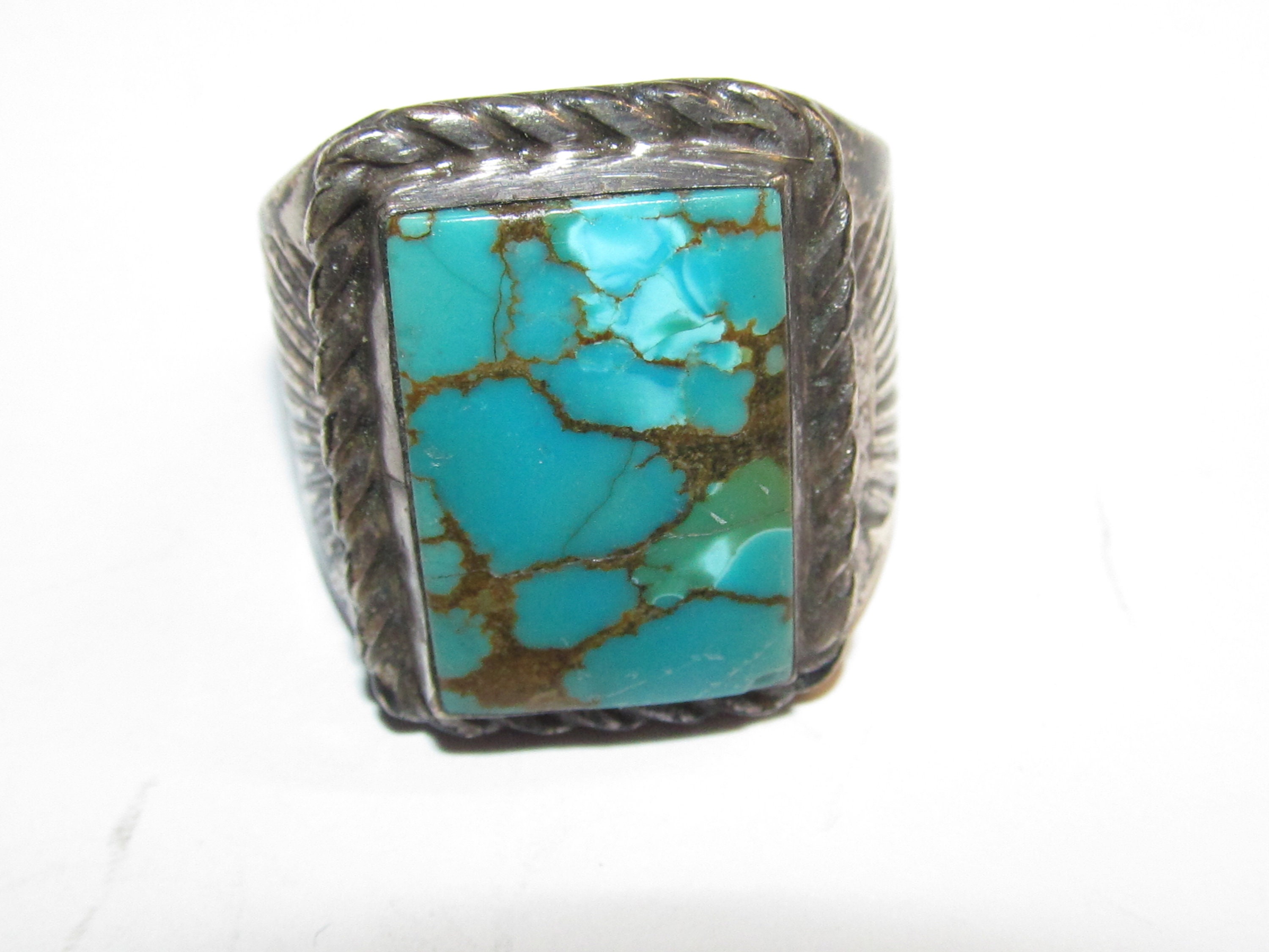 VINTAGE OLD PAWN MENS TURQUOISE RING #152 - munimoro.gob.pe