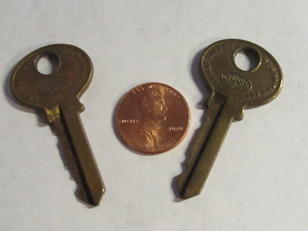 2 Vintage Corbin Cabinet Lock Co Brass Keys / New Britain Conn / 12B154 ...