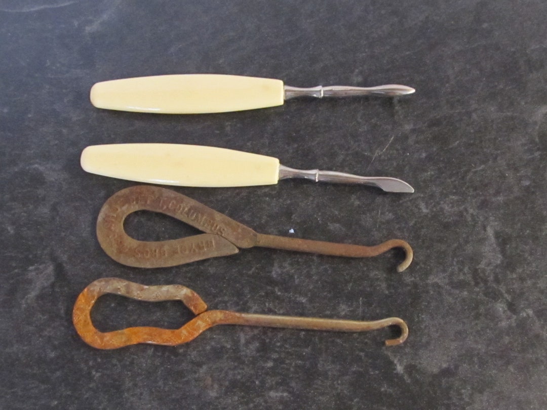 2 Vintage Germany Cuticle Tools / 2 Victorian Shoe Boot Button Hooks ...
