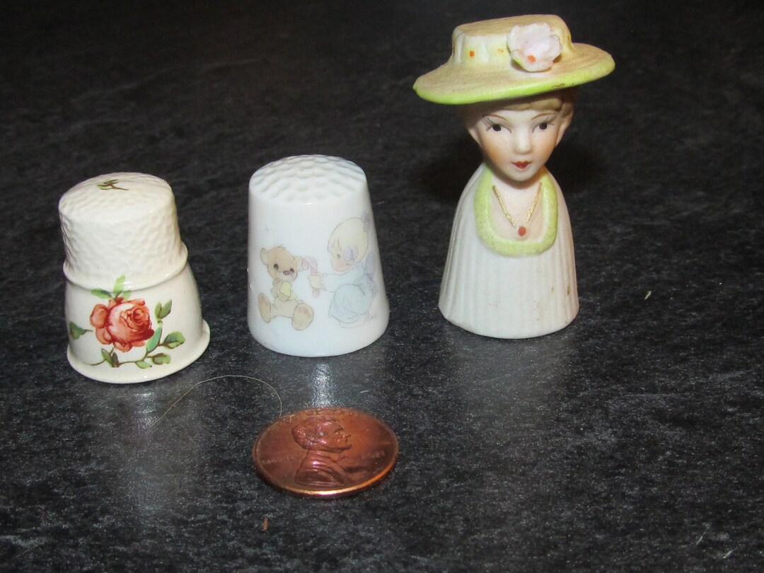 Vintage Porcelain Thimbes / You Choose / Bisque Pink Rose / - Etsy