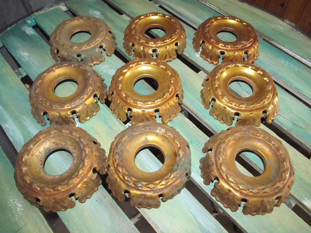 9 Antique / Vintage Matching Pressed Brass Art Deco / Art Nouveau ...