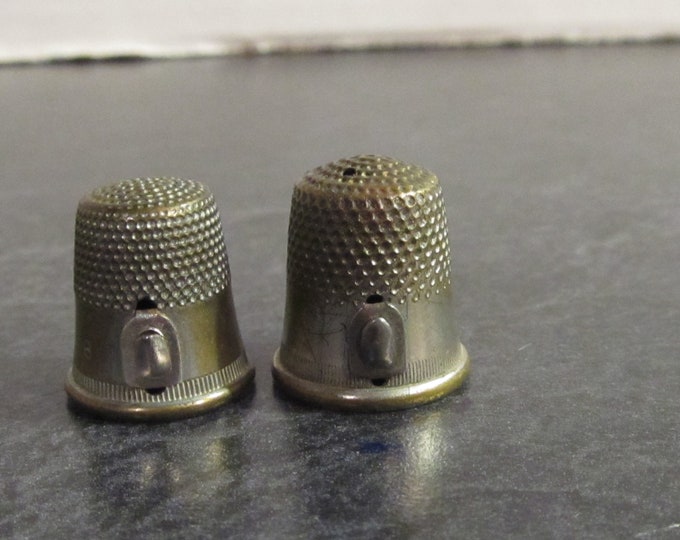 2 Vintage Metal Thimbles With Thread Cutters / Size 8 & Size 9 / Estate ...