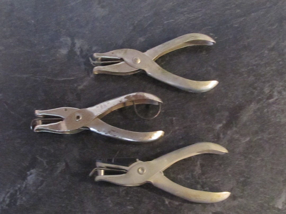 3 Vintage Single Hole Punches / Hand Held Paper Punch / 1 Mcgill Co Gem ...