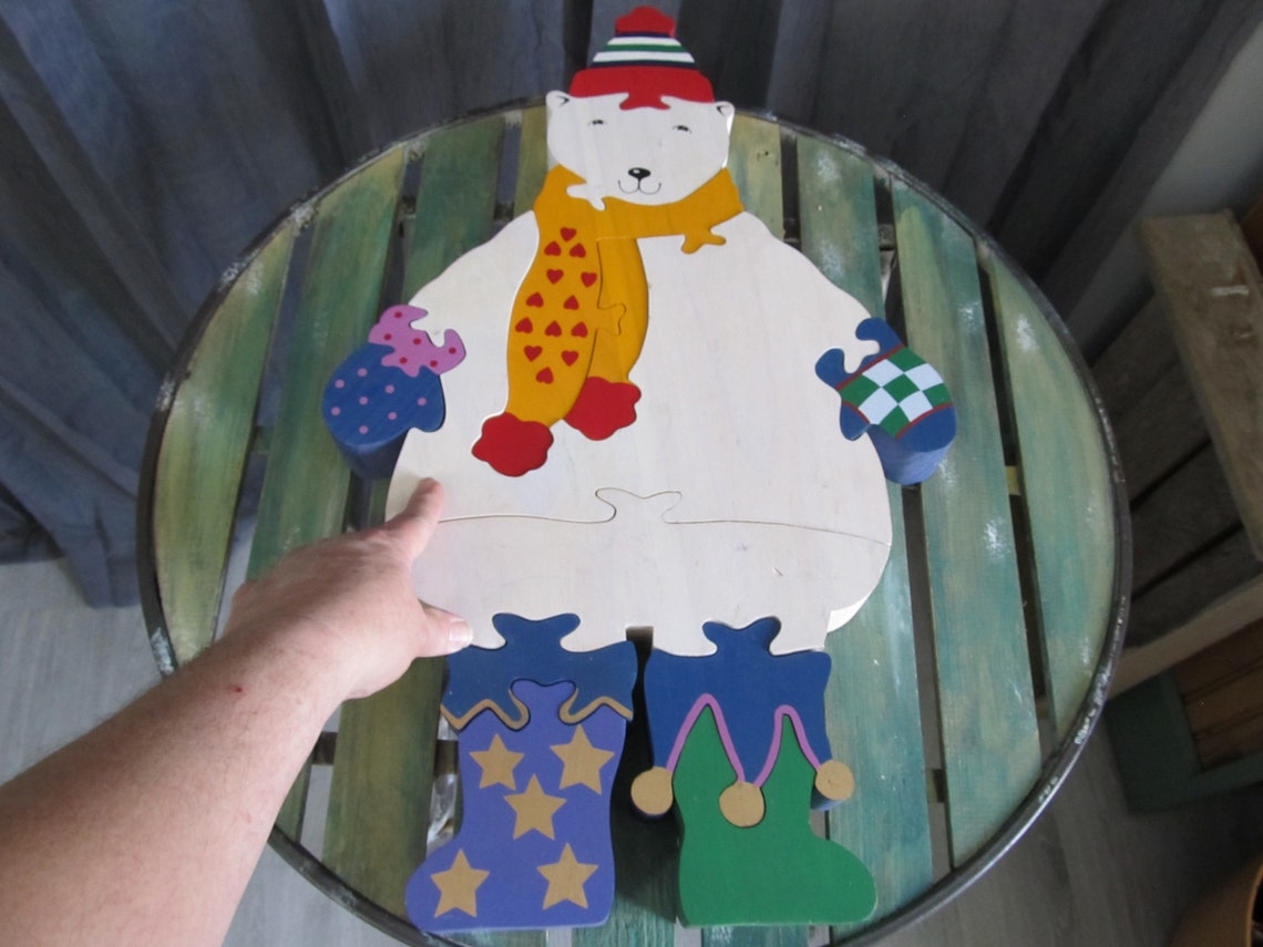 Vintage 2 Foot Tall Handcrafted / Hand Painted Wood Puzzle Standing ...