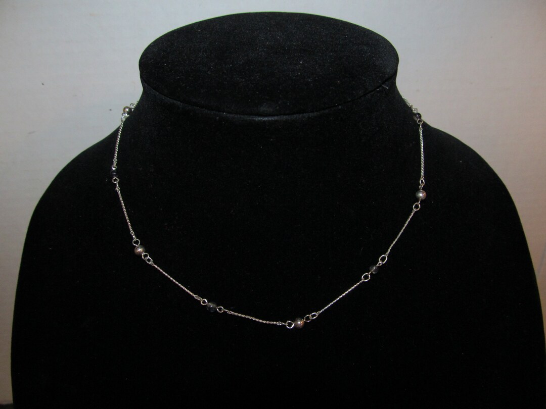 Vintage Signed LC Liz Claiborne Silver Choker Chain Necklace With ...